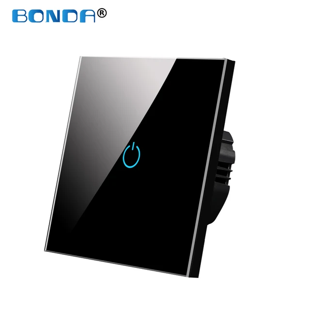 BONDA Wall Touch Switch 220V EU Standard Tempered Crystal Glass Panel ...
