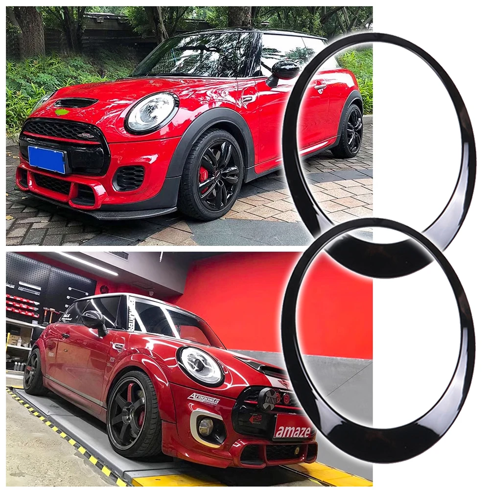 2Pcs-For-Mini-Cooper-F55-F56-F57-2014-Gloss-Black-Headlight-Ring-Bezel ...