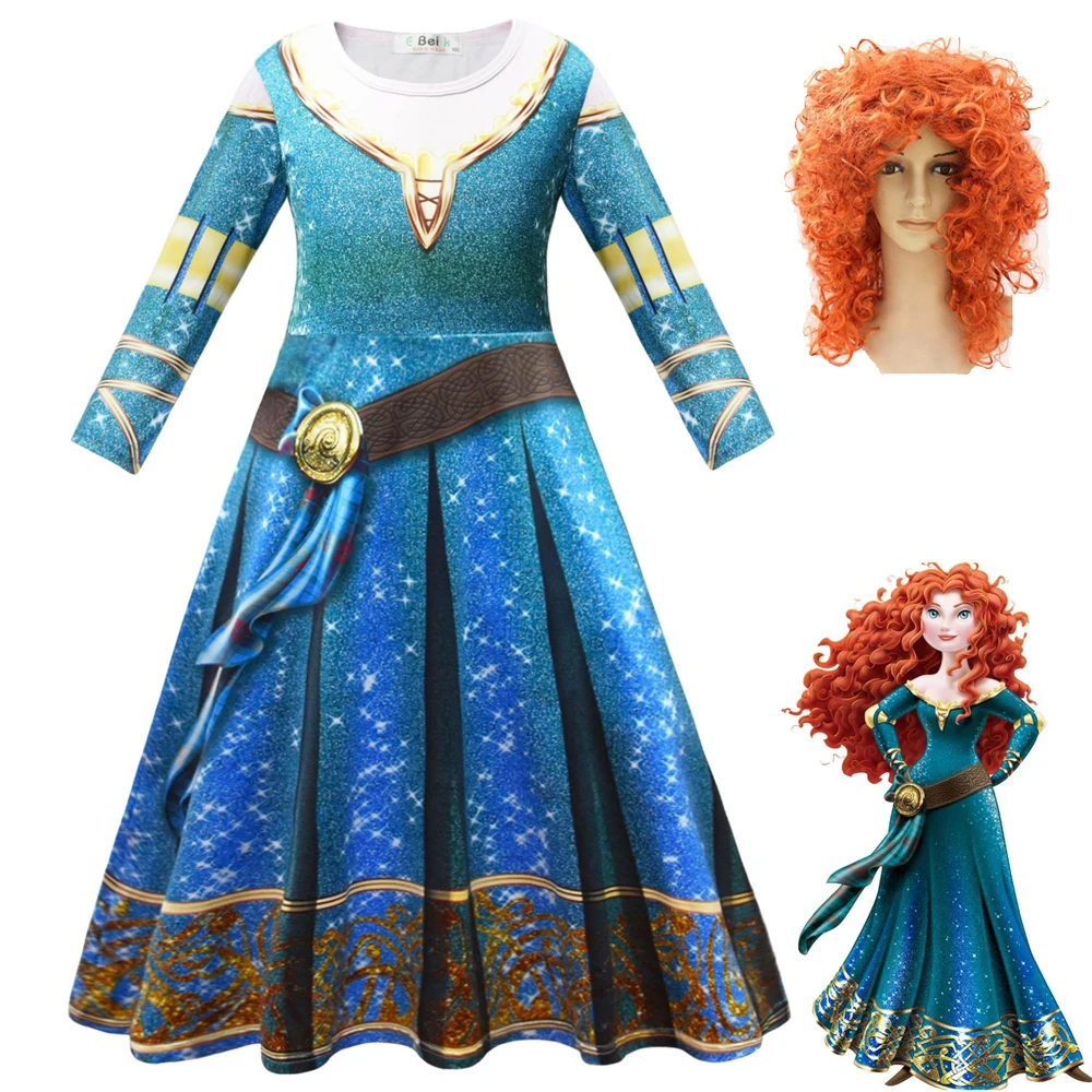 bravery-princess-dress-Girls-Dress-Cosplay-Merida-Princess-Dress-For ...