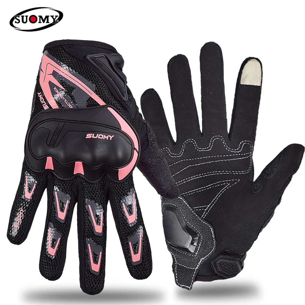 SUOMY Motorcycle Gloves Women Men Summer Breathable Pink Touch Screen ...