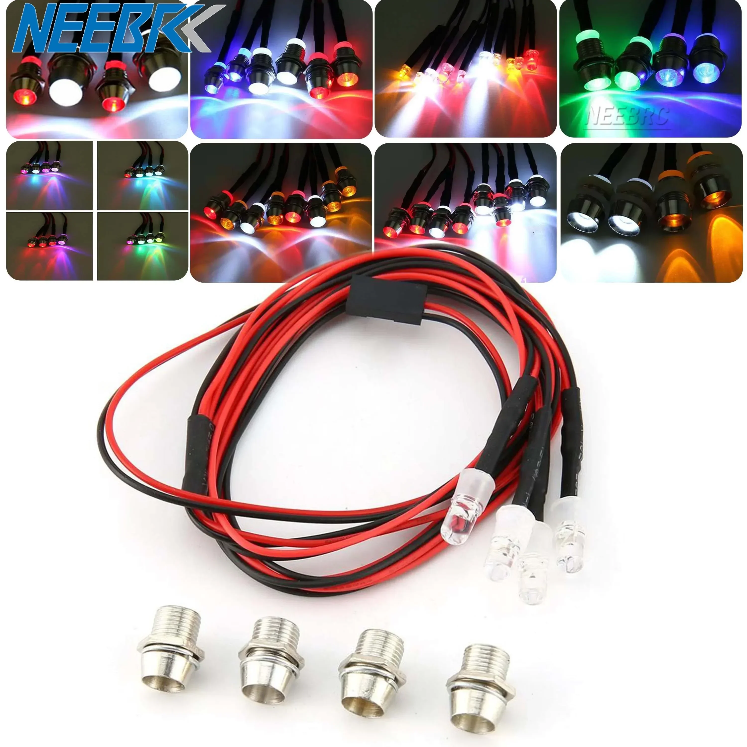3mm 5mm 8mm 10mm RC Car LED Light Lamp Headlamp Headlight Taillight Set ...