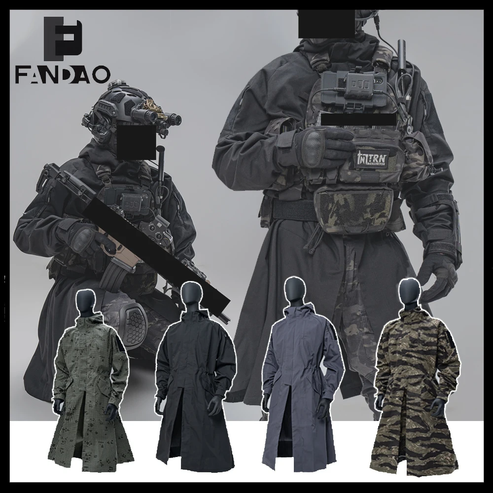 Longo tático trench coat jaqueta ao ar livre poliéster-algodão com ...