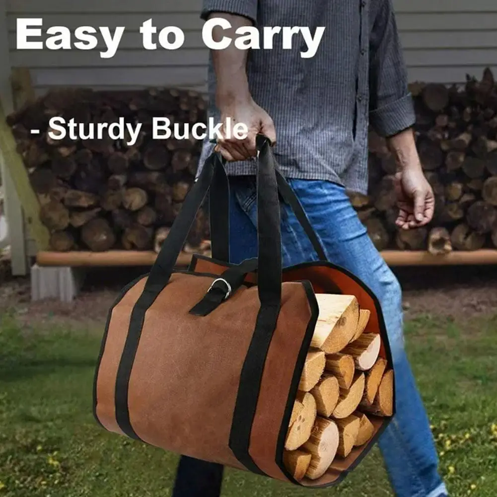 Tote Firewood Storage Bag Supplies Supersized Canvas Firewood Carrier ...