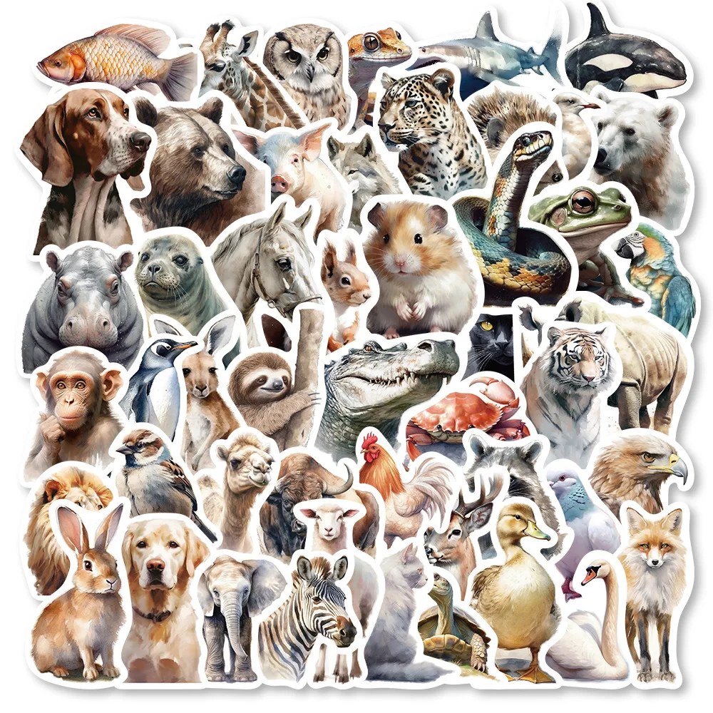 10/30/50PCS Cute Cartoon Zoo Wild Animals Stickers Label DIY Stationery ...