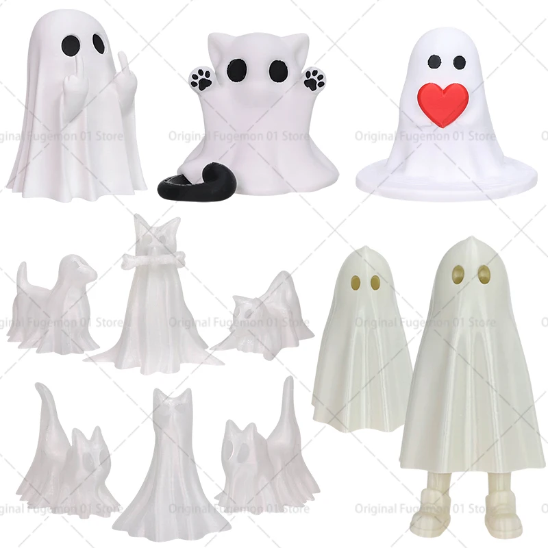 3D printed Cute Middle Finger Ghost Statue Animal Puppy Kitten Spooky ...