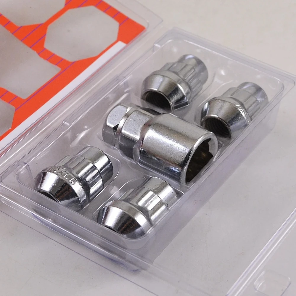 4Nuts+1Key M12X1.5 M12X1.25 M14X1.5 32mm Steel Auto Car Wheel Rim Lock ...