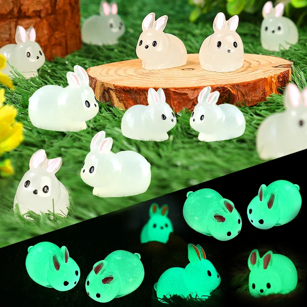 10-2Pcs-Mini-Glow-Rabbit-Ornament-Nightglow-Animal-Figurines-Car ...