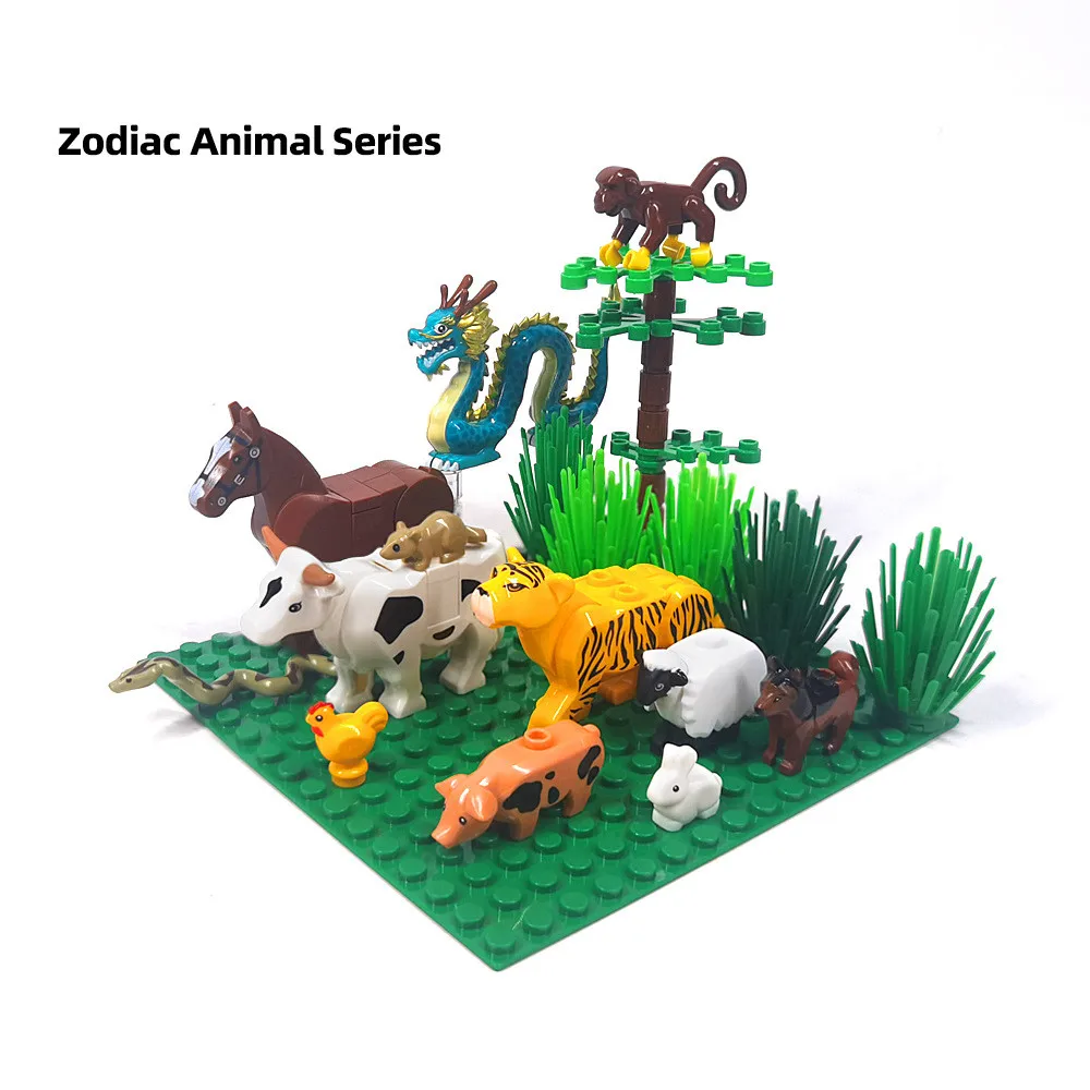 12-zodiac-Dragon-Tiger-sheep-animal-model-moc-parts-baseplate-building ...