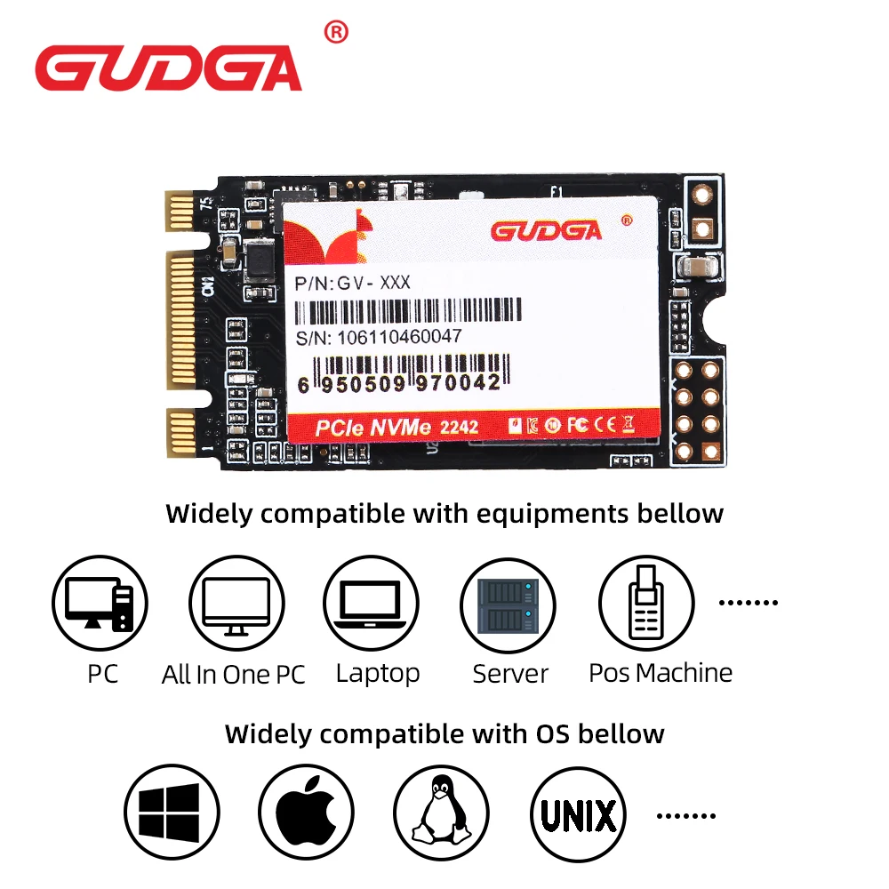 GUDGA NVME M.2 SSD 1TB 512GB 256GB 128GB SSD M2 2242 PCIe 3.0 Disco ...