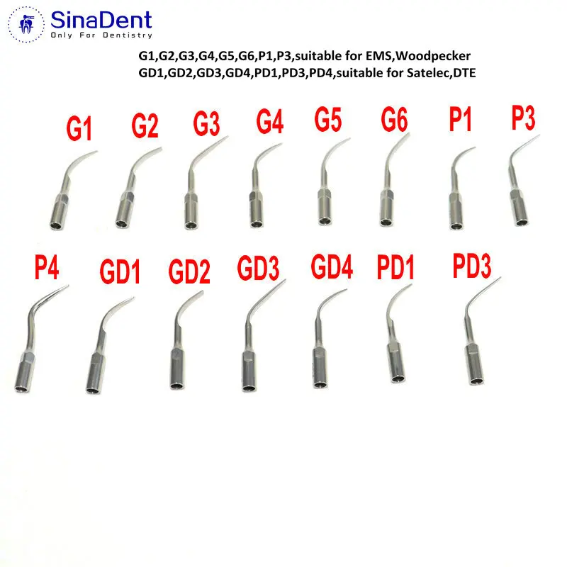 5pcs/pack Dental Ultrasonic Scaler Tips G1 G2 G3 G4 G5 G6 P1 P3 P4 Gd1 ...