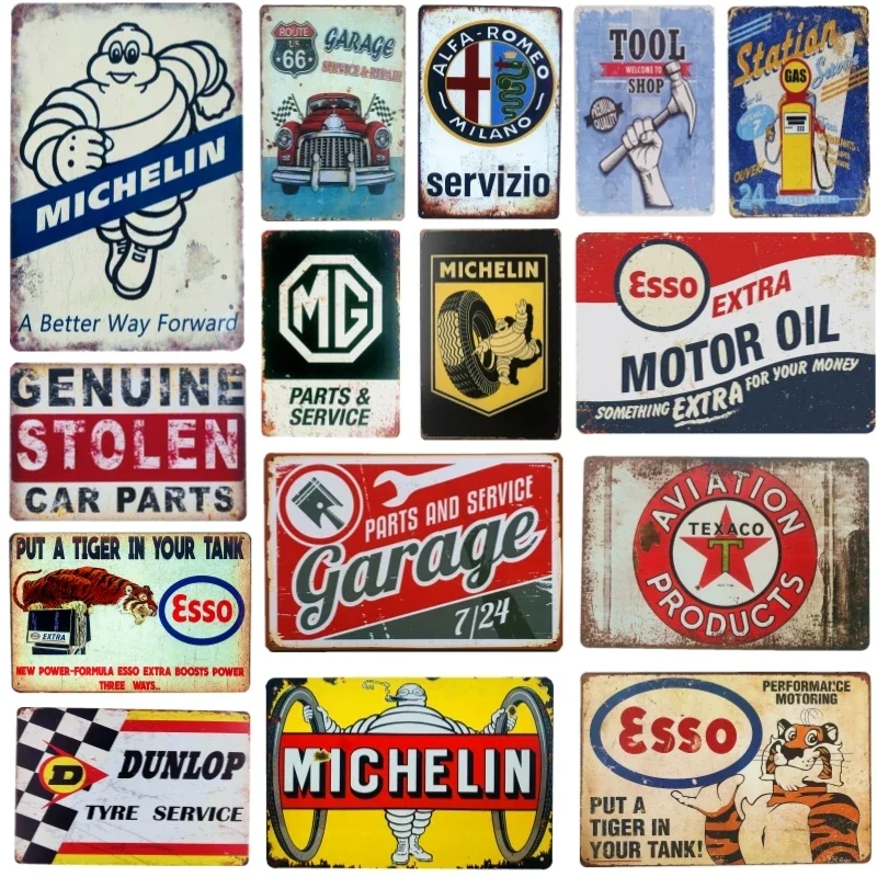 Vintage-Metal-Tin-Signs-Motor-Oil-Gulf-Motorcycle-Car-Tyres-Art-Pub ...