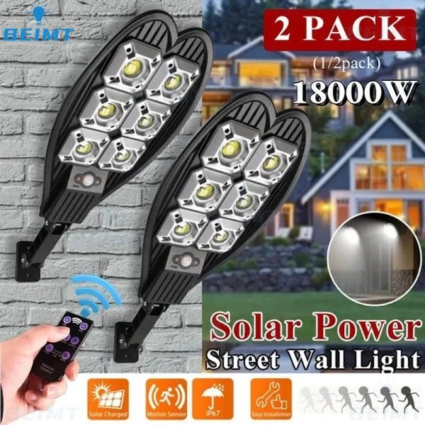 2000W Outdoor Solar Lâmpada Solar Powered Jardim 160COB IP65 impermeável Street Lights LED PIR ...