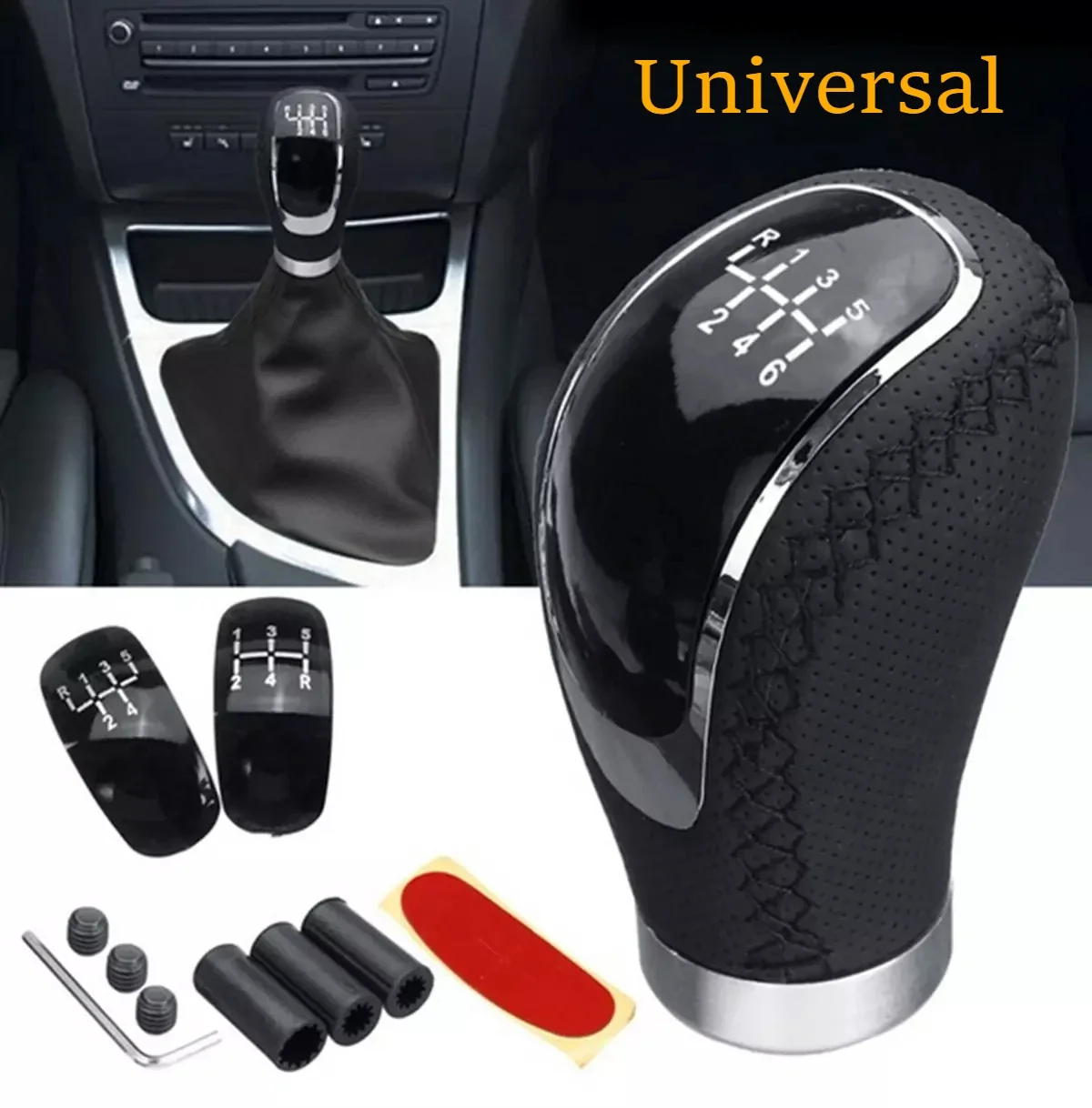 Universal 5/6 Speed Gear Shift Knob Shifter Lever Handle Stick PU ...