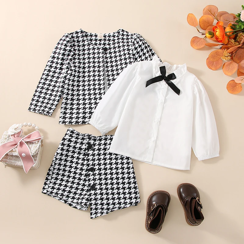 1-7Y-Kids-Girls-Summer-Autumn-Clothes-Sets-Baby-Puff-Long-Sleeve-Plaid ...