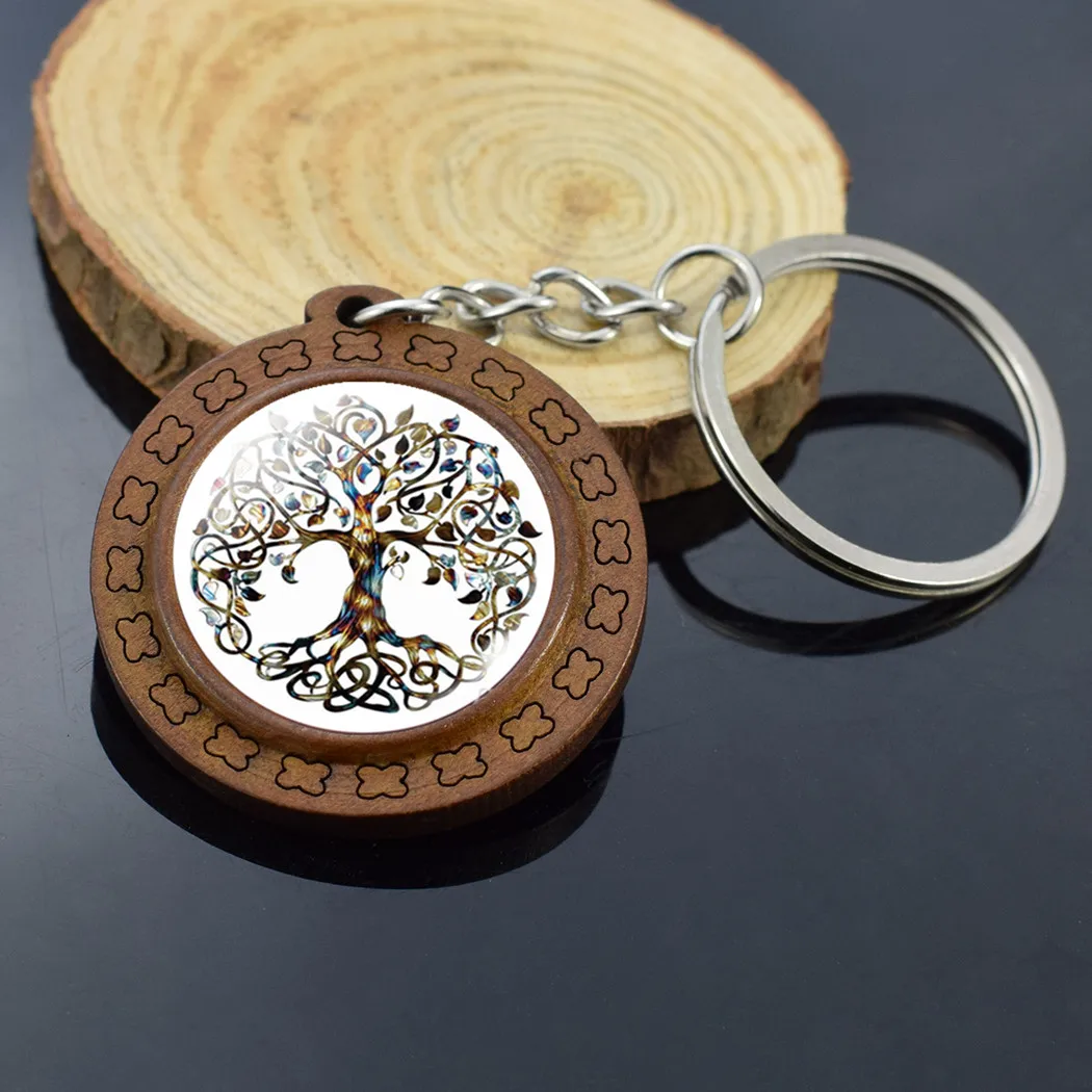 Wooden Key Rings Charm Jewelry | Tree Life Wooden Keychain | Keychain ...
