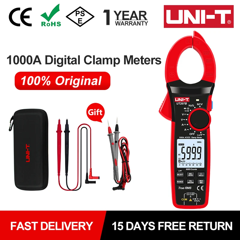 UNI-T-Professional-Digital-Clamp-Meter-AC-DC-Voltmeter-Pliers-Ammeter ...