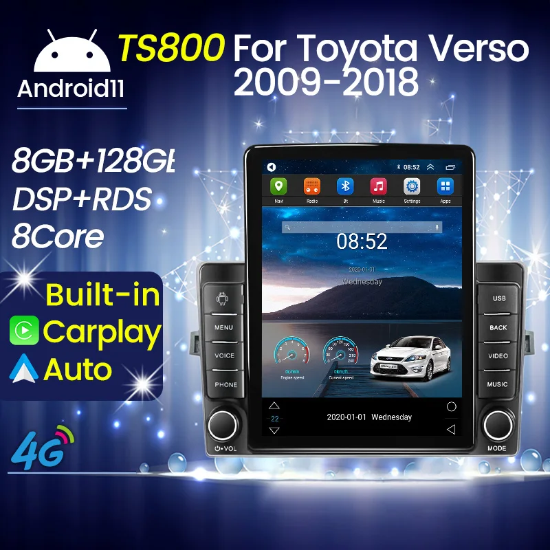 8+128g Android 11 Screen Car Multimedia Player For Toyota Verso R20 ...