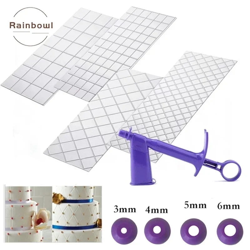4pcs/Set Grid Transparent Texture Mat Fondant Cake Plaid Embossed ...