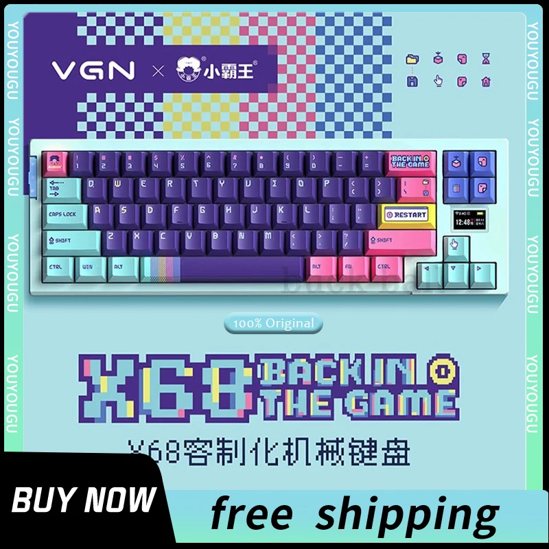 VGN X68 Wireless Mechanical Keyboard Gasket Tri Modes Layout Rgb Hot ...