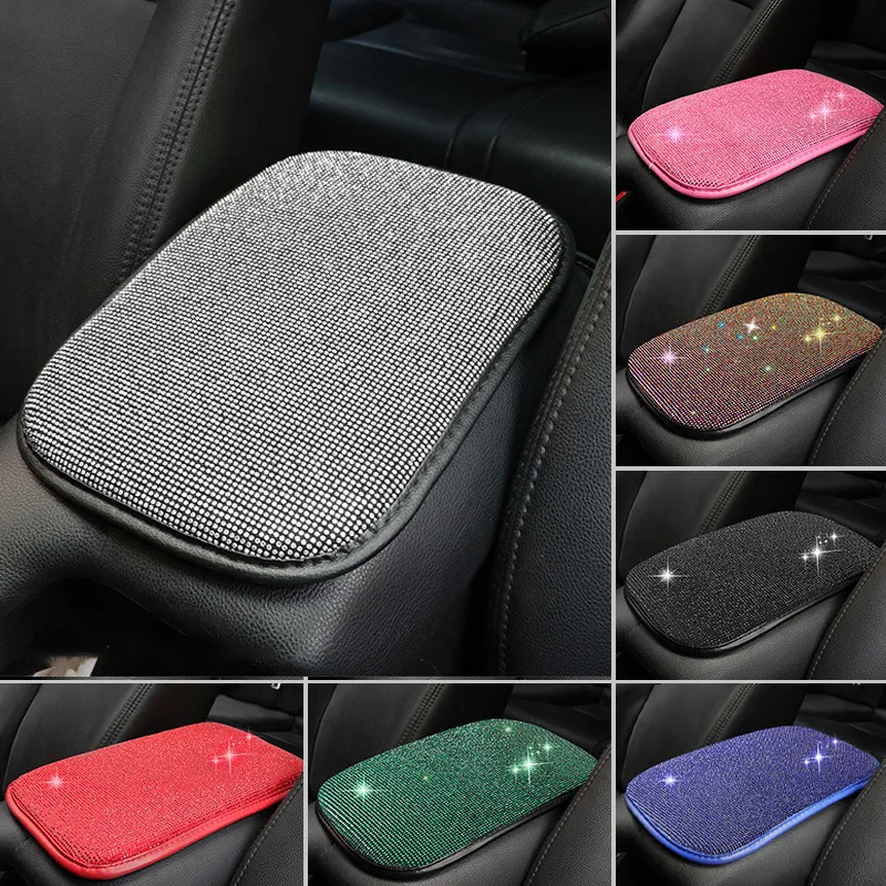 Auto Center Console Pad Crystal Bling Car Armrest Seat Box Cover ...