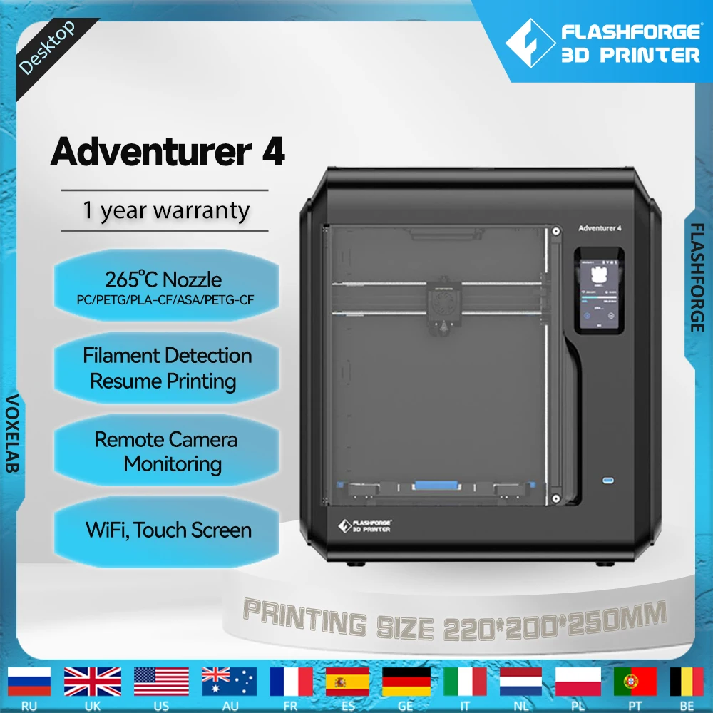 Flashforge New 3d Printer Adventurer 4 with Camera Self Leveling High Temp Flexible Heating Bed ...