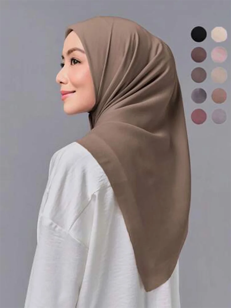 110cm Cotton Viscose Square Scarf Muslim Woman Hijab Shawls Solid Color ...