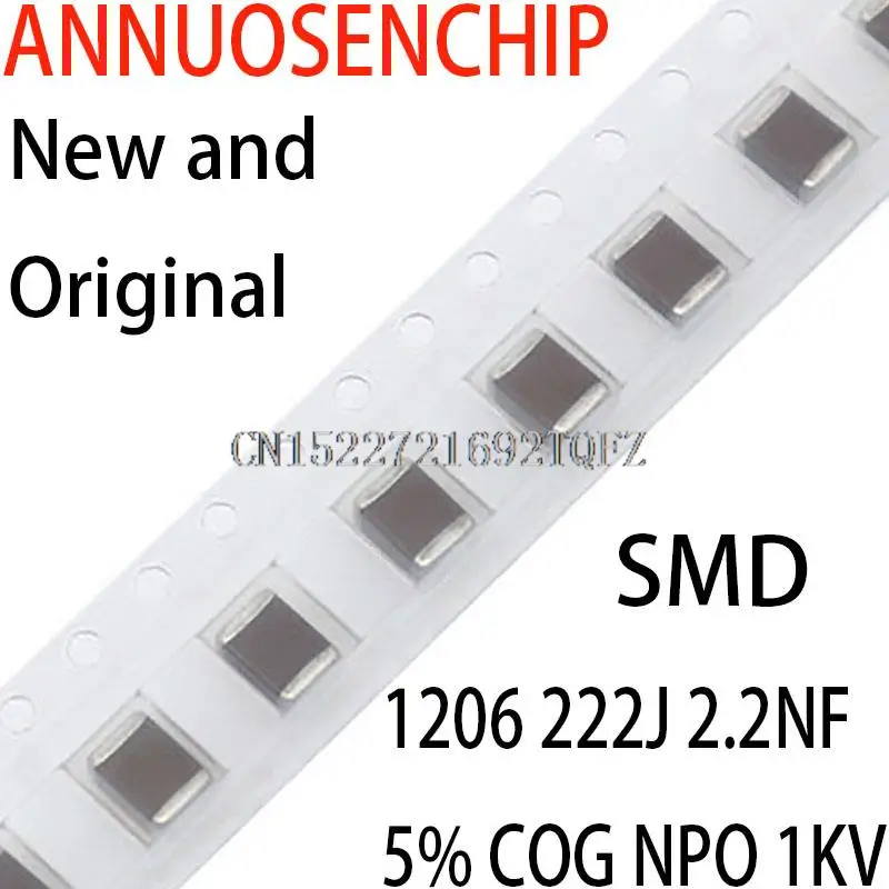 SMD 세라믹 커패시터 100 222J 2.2NF 1206 COG NPO 1KV, 5% 피스 신품 및 기존 칩