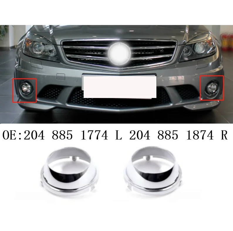 Front-Bumper-Fog-Light-Frame-Chrome-Cover-Mercedes-Benz-Classe-C-W204 ...