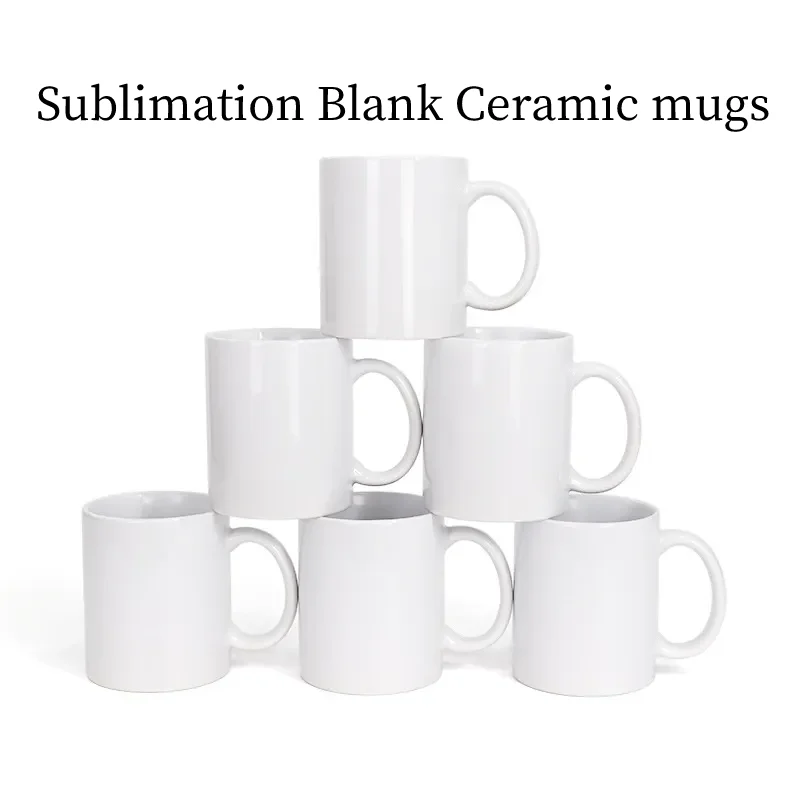 Sublimation Blank Ceramic Mugs White Porcelain Plain 11Oz Coffee Milk ...