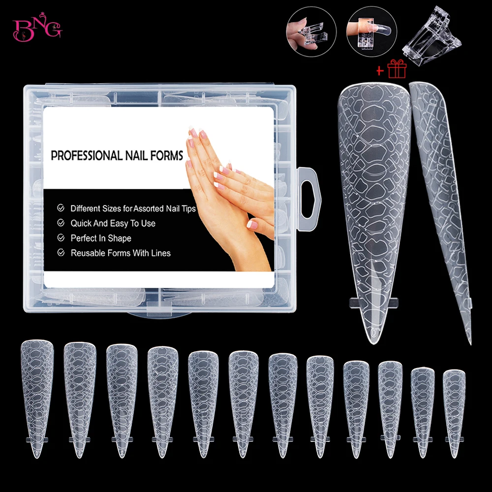 Dual-Forms-Nails-Stiletto-Dicas-Falsas-Quick-Building-Gel-Mold-Dual ...