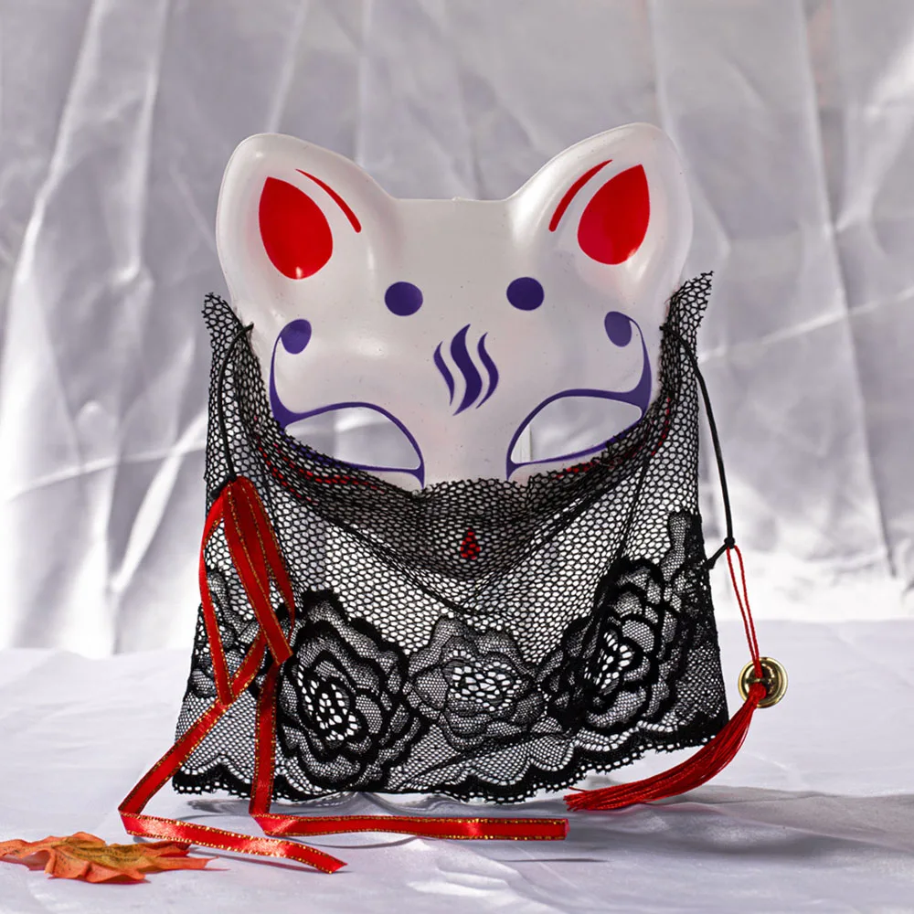 Lace Mask Half-Face Fox Mask Animal Mask Black Lace For Masquerade ...