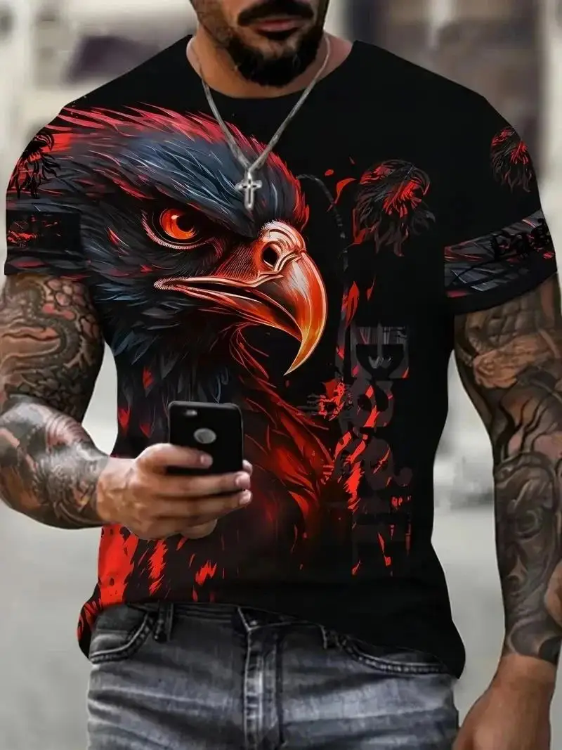 Fashion-Eagle-Men-s-T-Shirts-Loose-O-Neck-Casual-Tops-Short-Sleeve-3D ...