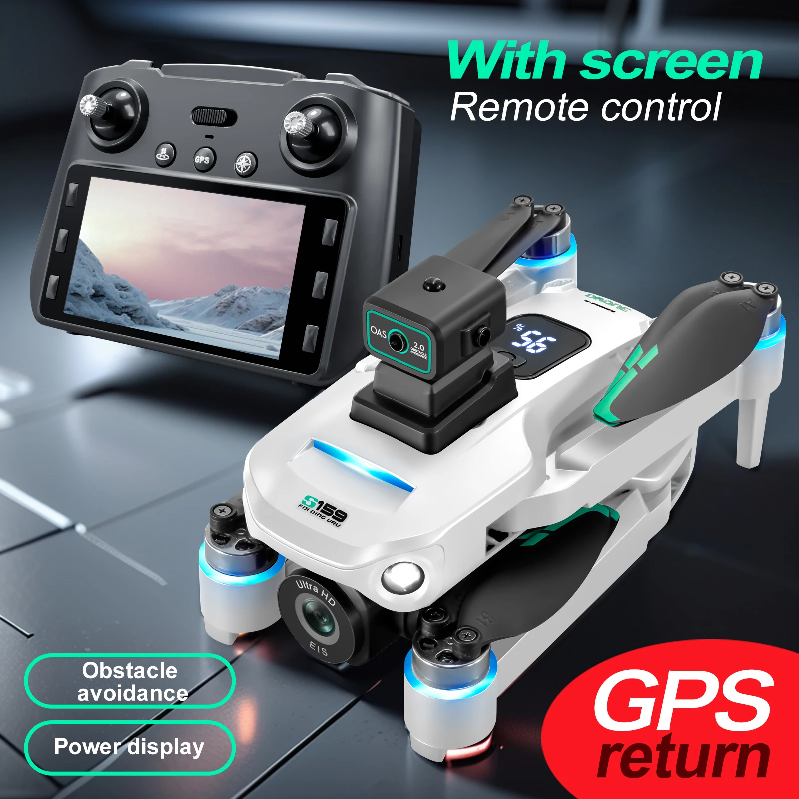 2024-S159-Drone-Screen-Controlled-Memory-Card-GPS-8K-HD-Camera-Obstacle-Avoidance-Brushless ...