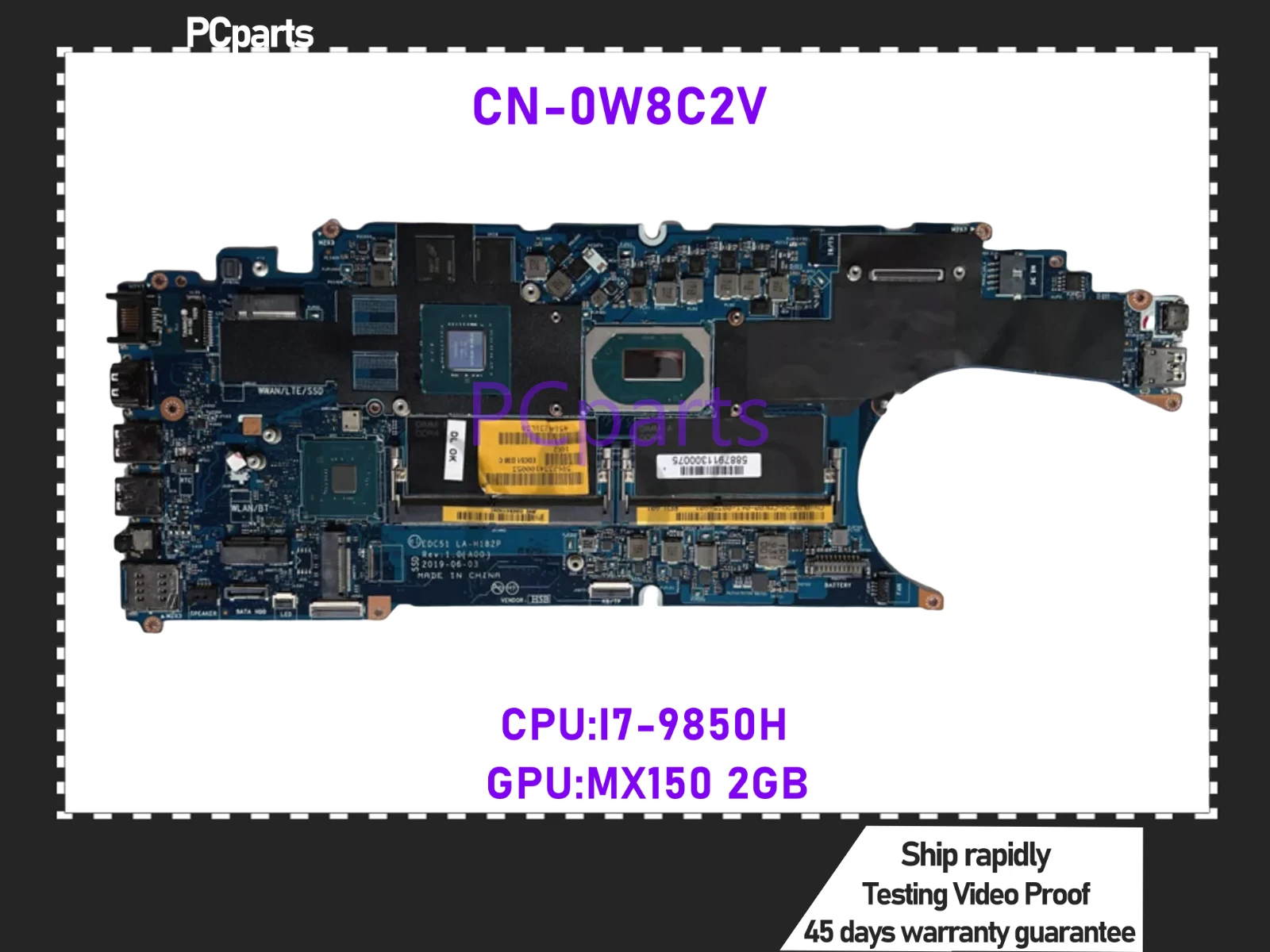 PCparts-CN-0W8C2V-For-Dell-Latitude-15-5501-Laptop-Motherboard-EDC51-LA ...
