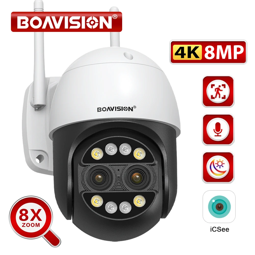 8mp 4k Ip Camera Outdoor Ptz Wifi | 4k Ip Camera Outdoor Zoom - Lens 2 ...