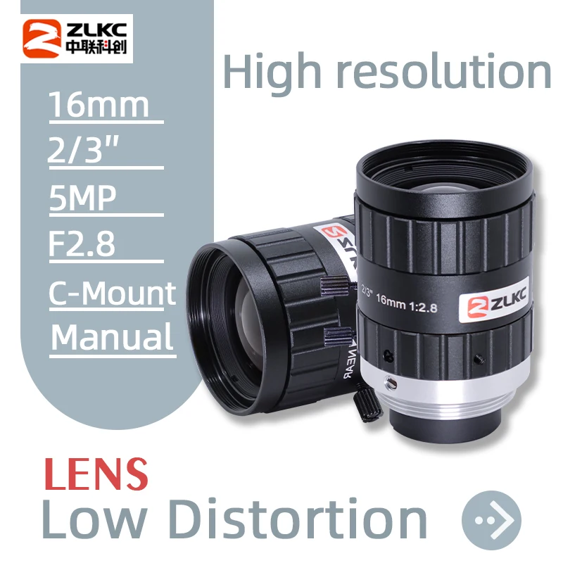 ZLKC-HD-5MP-Camera-Lens-2-3-Inch-C-Mount-16mm-Fixed-Focus-Low ...