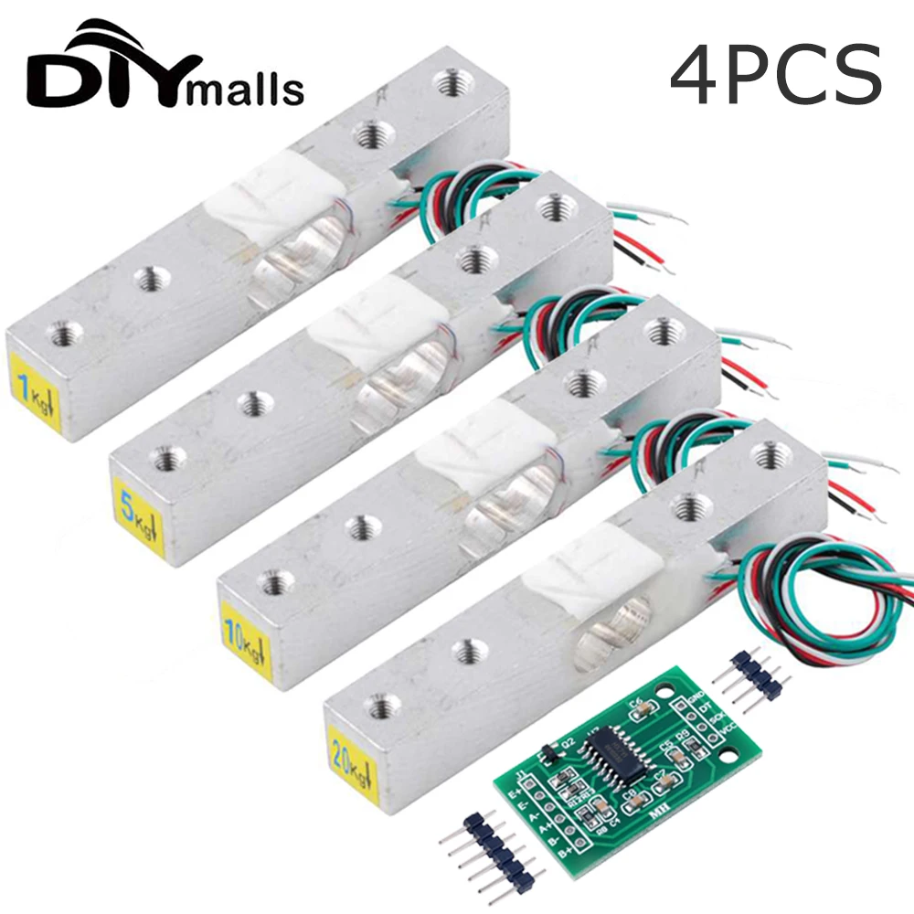 4pcs-Load-Cell-Weight-Sensor-1KG-5KG-10KG-20KG-HX711-Module-Electronic ...