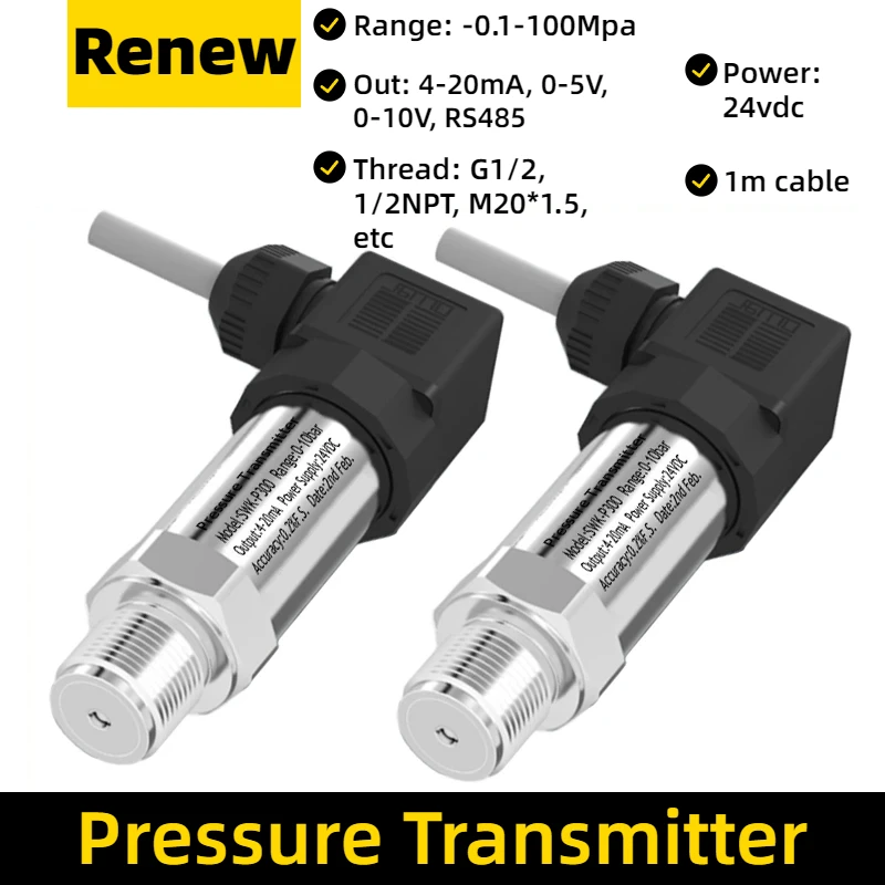 Pressure-Transmitter-4-20mA-0-5V-10V-RS485-Output-1bar-1000bar-Water ...