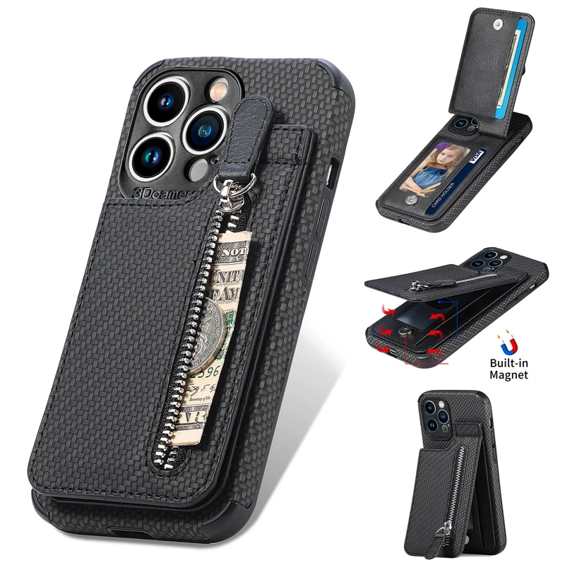 Half-wrapped Card Pocket Zipper Wallet Case for Honor X8 X7 Honor 50 ...