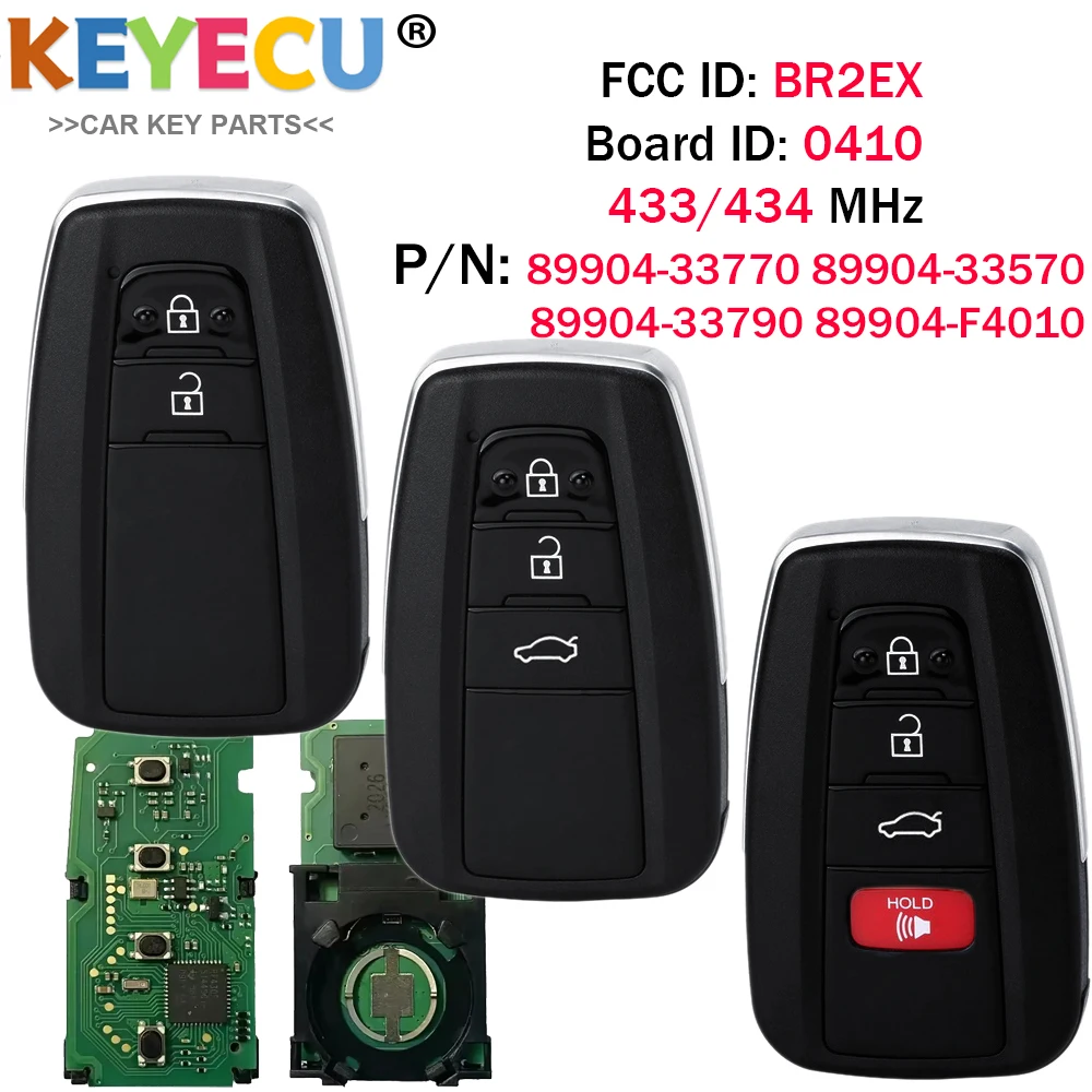 Smart Car Key 0410 433/434Mhz For Toyota Camry C-HR 2016 2017 Camry ...
