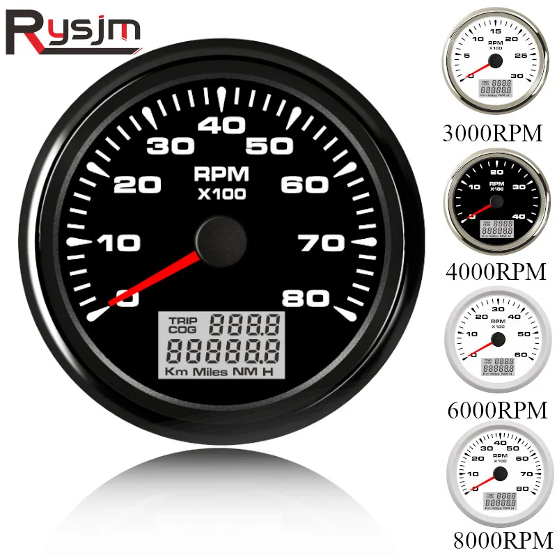 85mm-Tachometer-Gauge-6000-8000RPM-M16-M18-Tacho-Sensor-Lcd-Rev ...