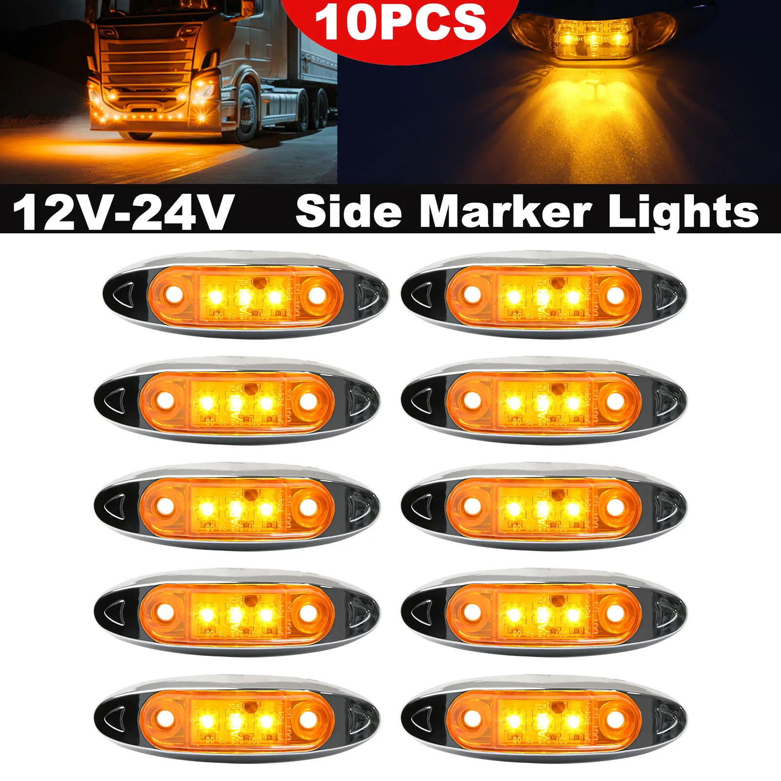 10PCS Universal LED Clearance and Side Marker Lights for Trucks ...