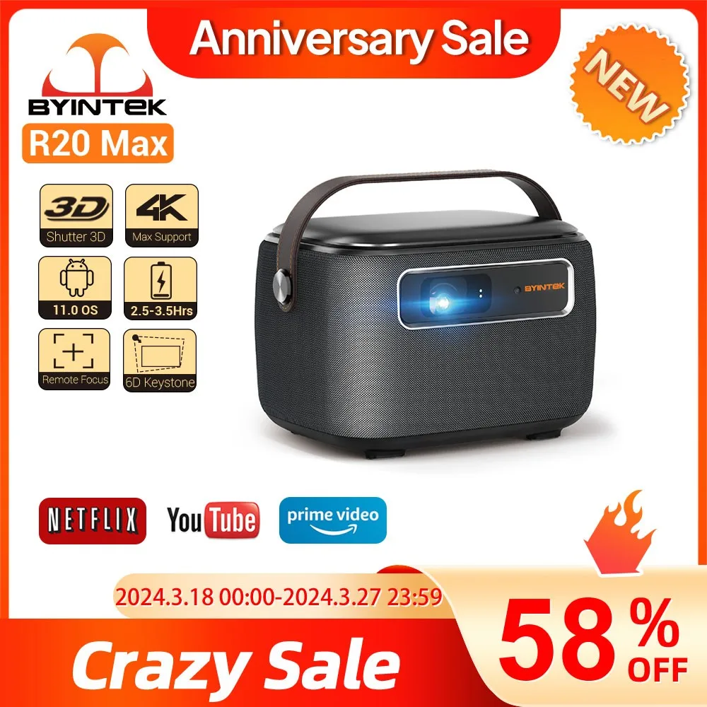 BYINTEK-R20-Max-Portable-3D-Mini-Projector-DLP-Smart-4K-WiFi-Android-11 ...