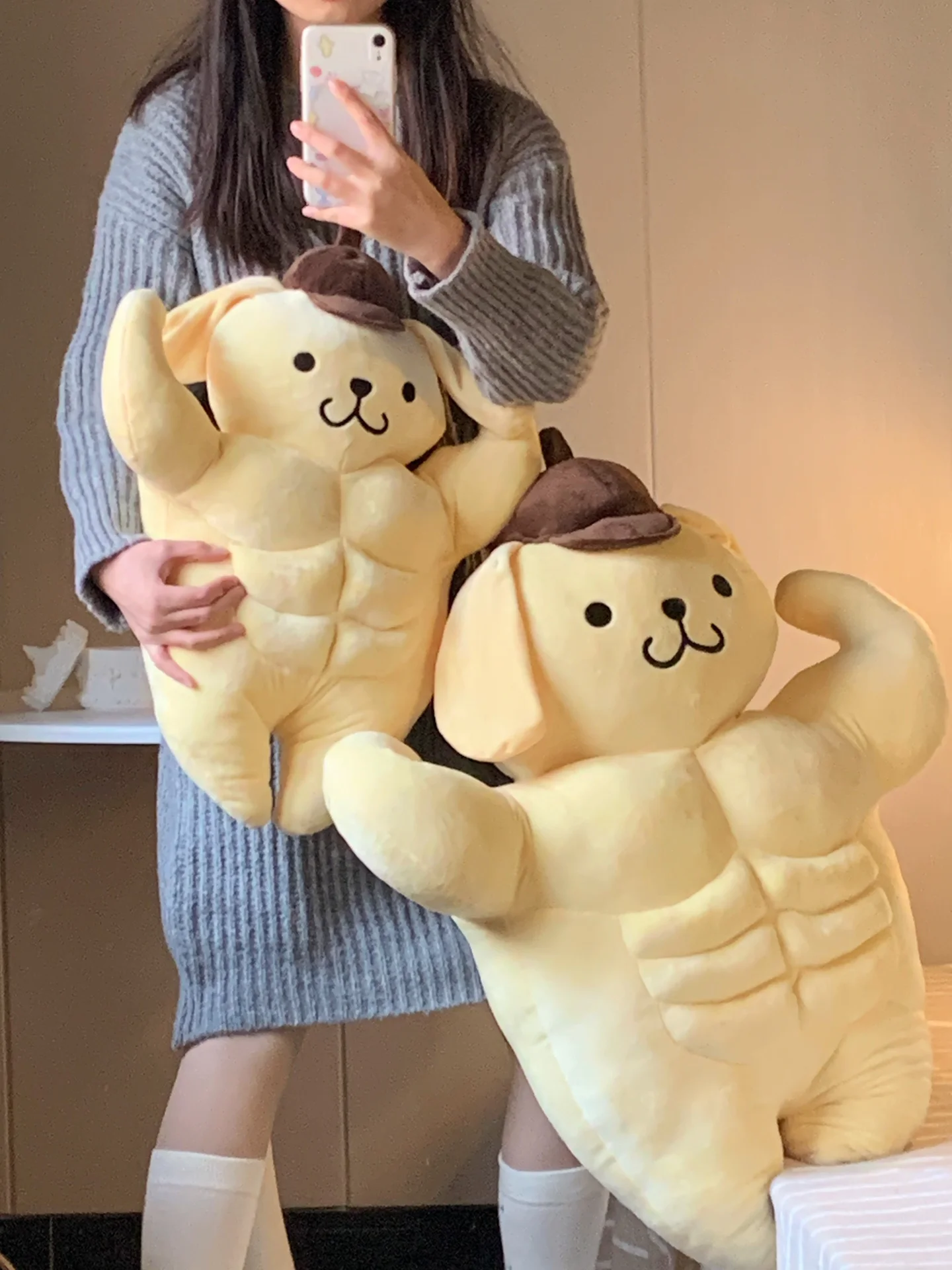 Sanrio-Toys-Funny-Chest-Muscle-Abdominal-Muscle-Pom-Pom-Purin-Peluches ...