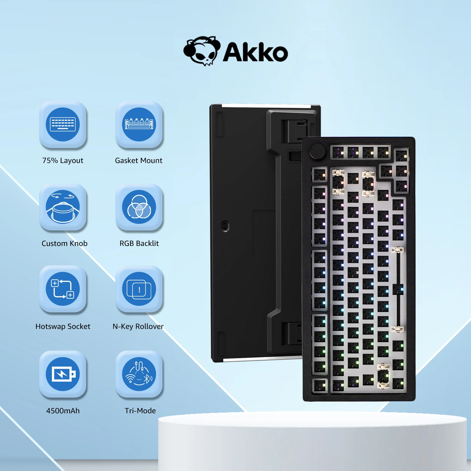 Akko 5075B/5075S VIA Kit 75% Custom Barebone Keyboard RGB 3/5-Pin ...