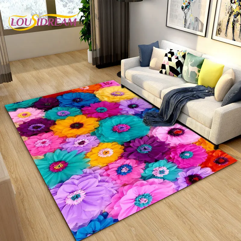 Flower Rugs Living Room | Rugs Kitchen Daisy Flower | Carpet Daisy ...