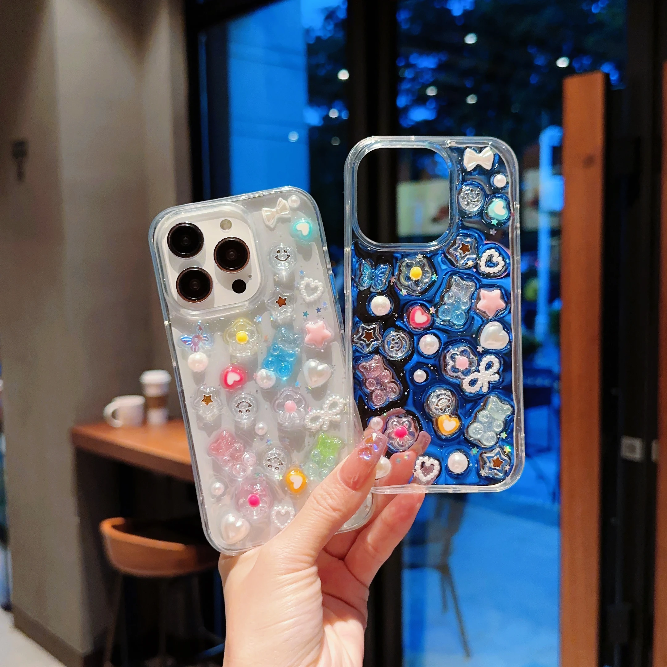 Korea-3D-Pearl-Candy-Bear-Love-Heart-Smile-Star-Epoxy-Glitter-Phone ...
