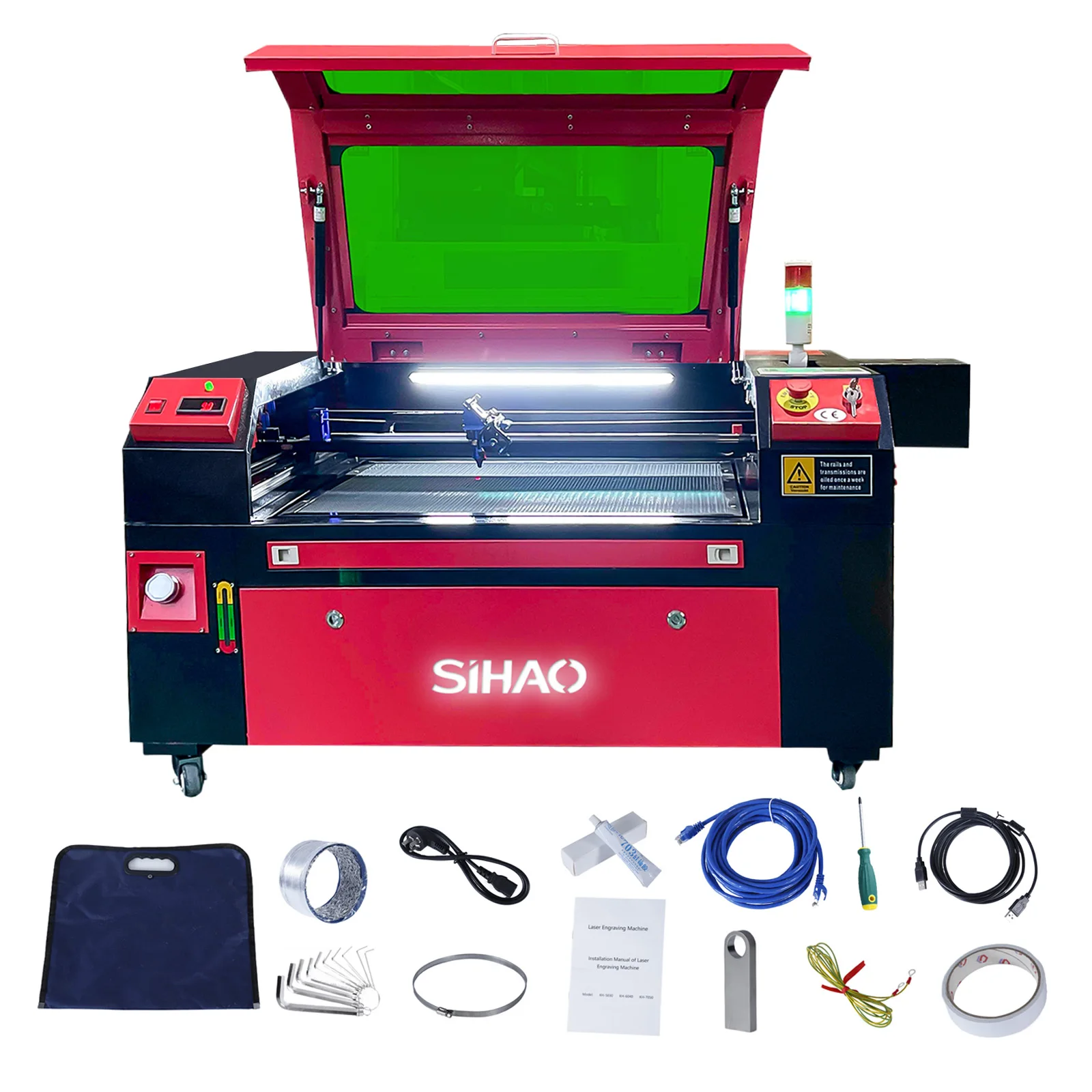 Ruida 6442 Controller 80W CO2 Laser Cutting Machine Color Screen 700 ...