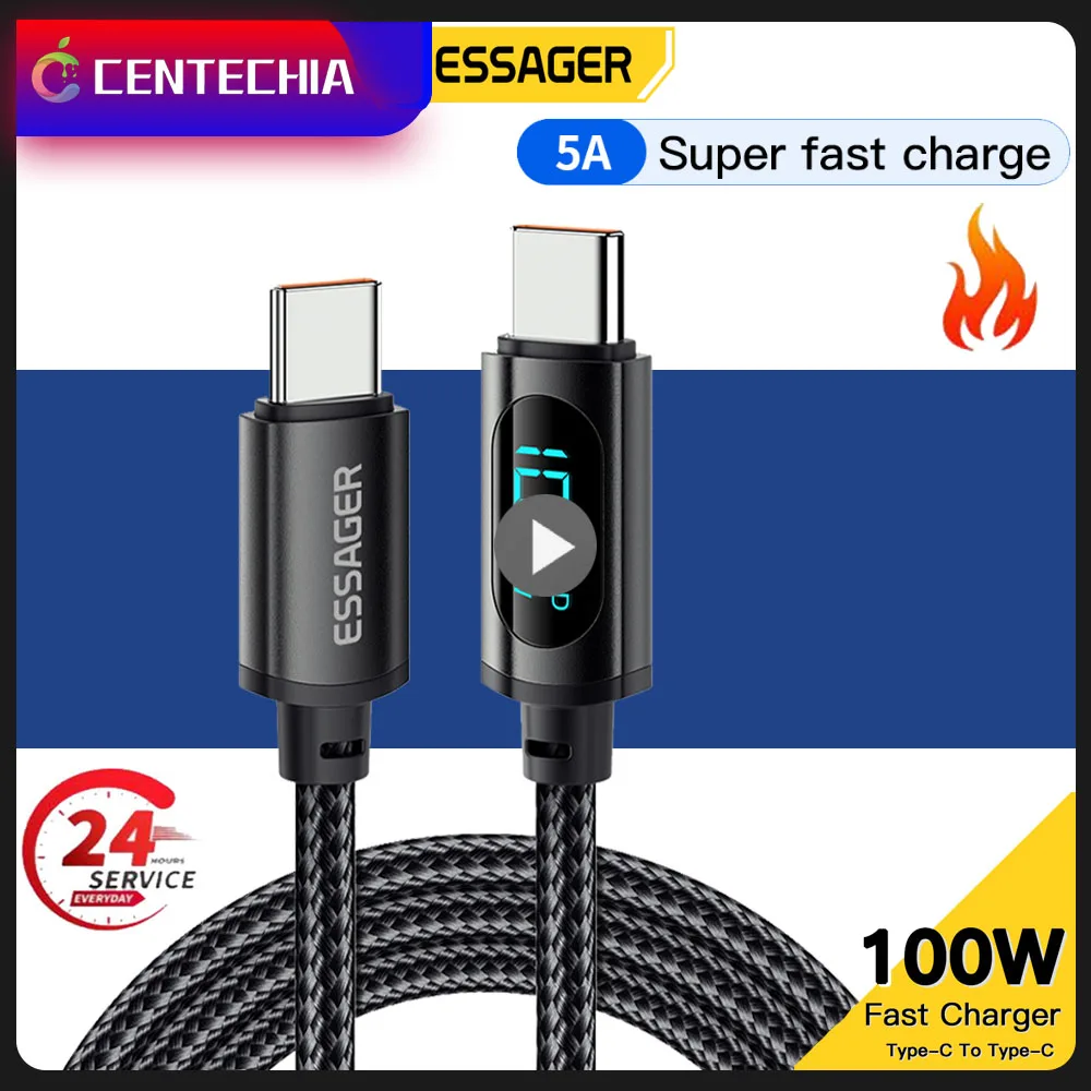 Essager-USB-Type-C-To-USB-C-Cable-100W-5A-PD-Fast-Charging-Charger-Wire ...