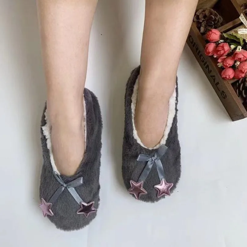 Home Slipper Fuzzy Women Winter Fur Contton Warm Plush Non Skid Anti ...